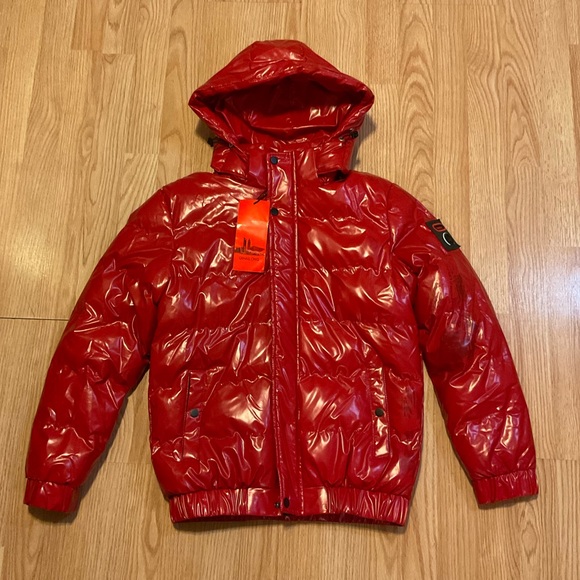 online | Jackets & Coats | Shiny Red Puffer Jacket Size Large See ...